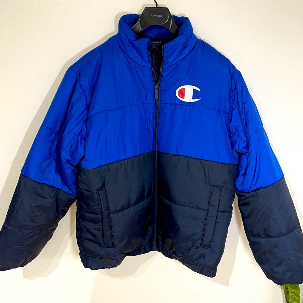 Champion Blue Black Stadium Wear Puffer Full Zip Jack… - Gem